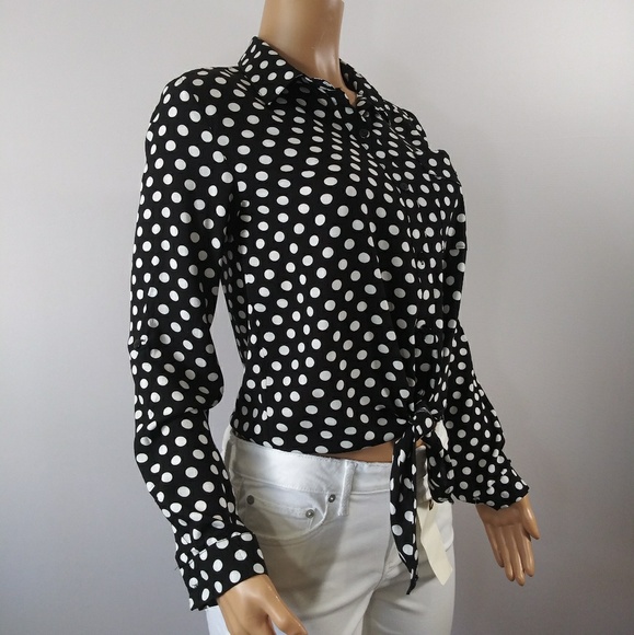 Love Notes | Tops | Love Notes Blk White Ploka Dots Blouse | Poshmark